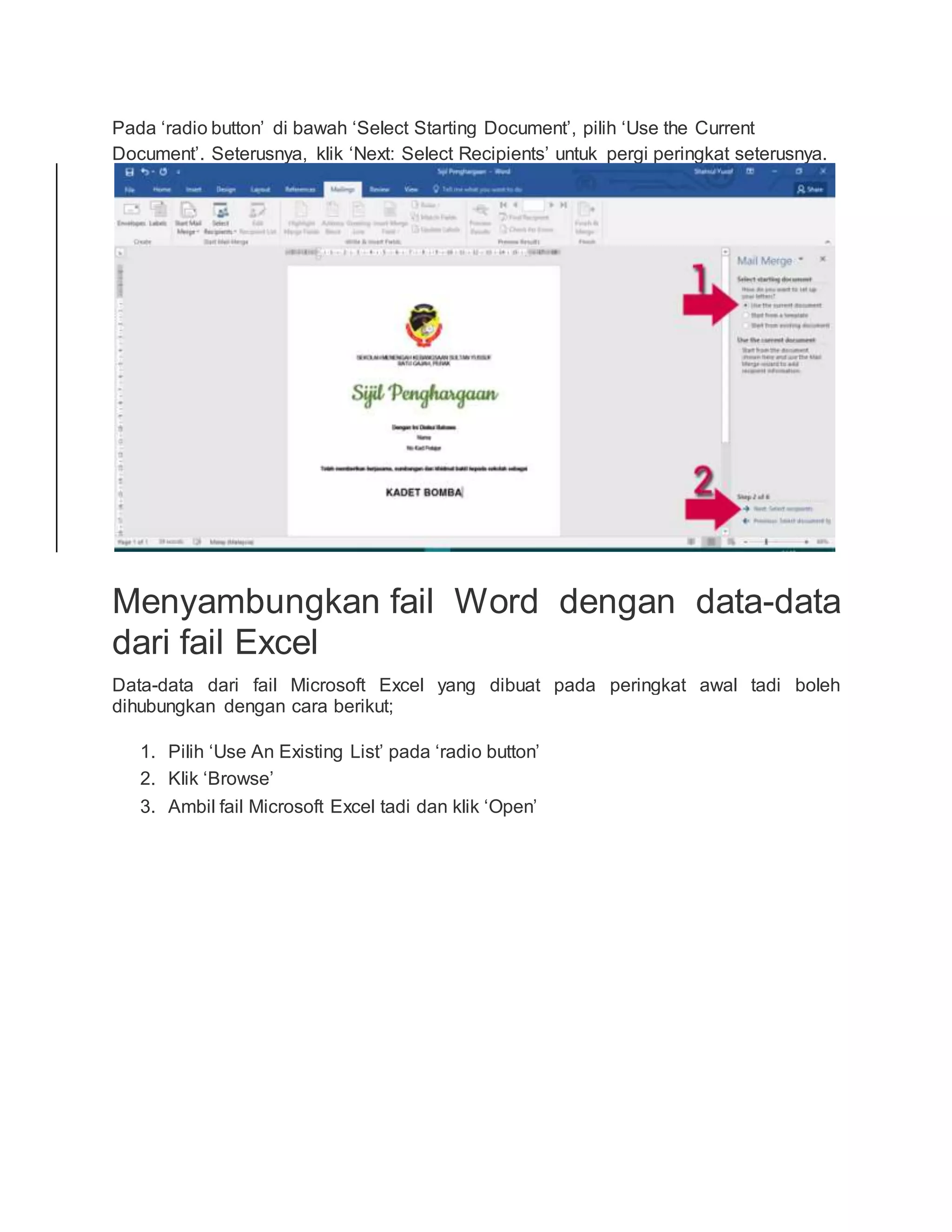 Cara cetak sijil dengan pantas guna mail merge dalam word | DOCX