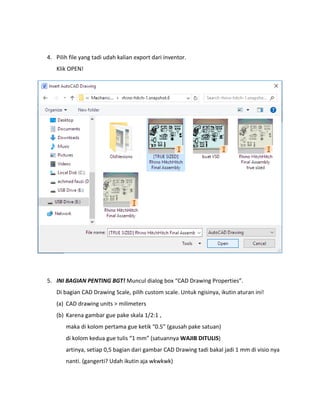 Cara convert gambar mesin dari autodesk inventor 2018 ke microsoft ...