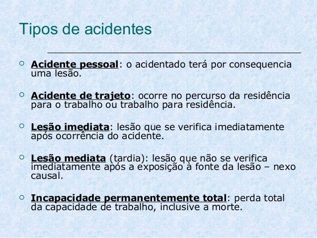 Caracteristica de acidente e impactos