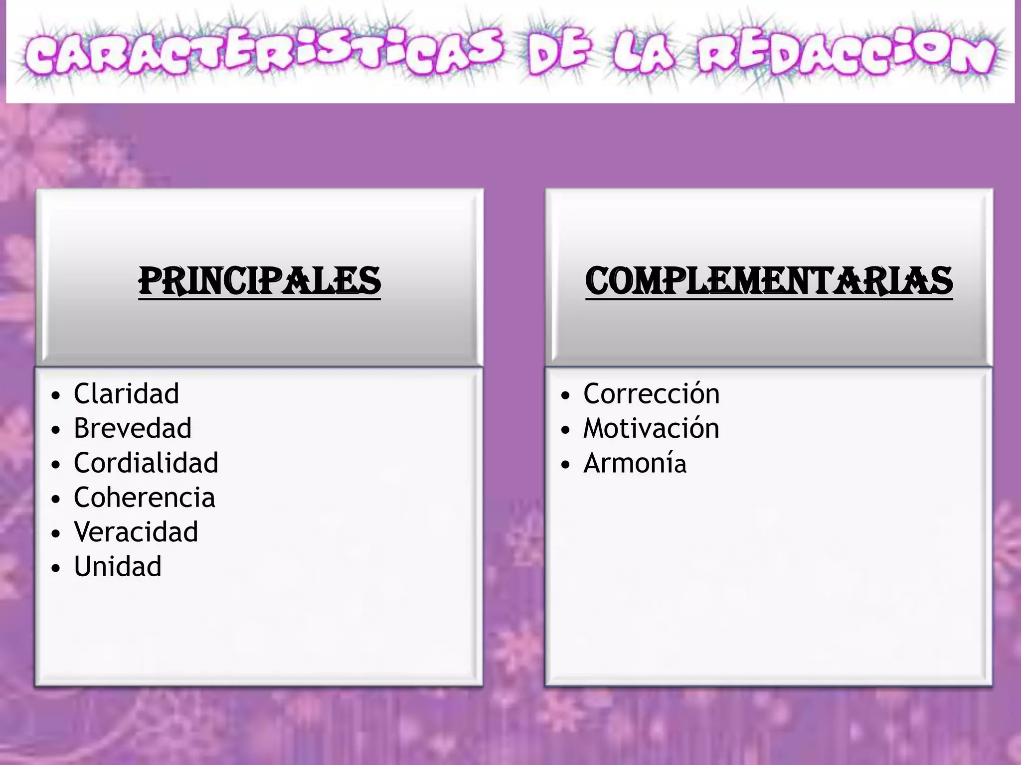 Caracteristicas de la redaccion | PPTX