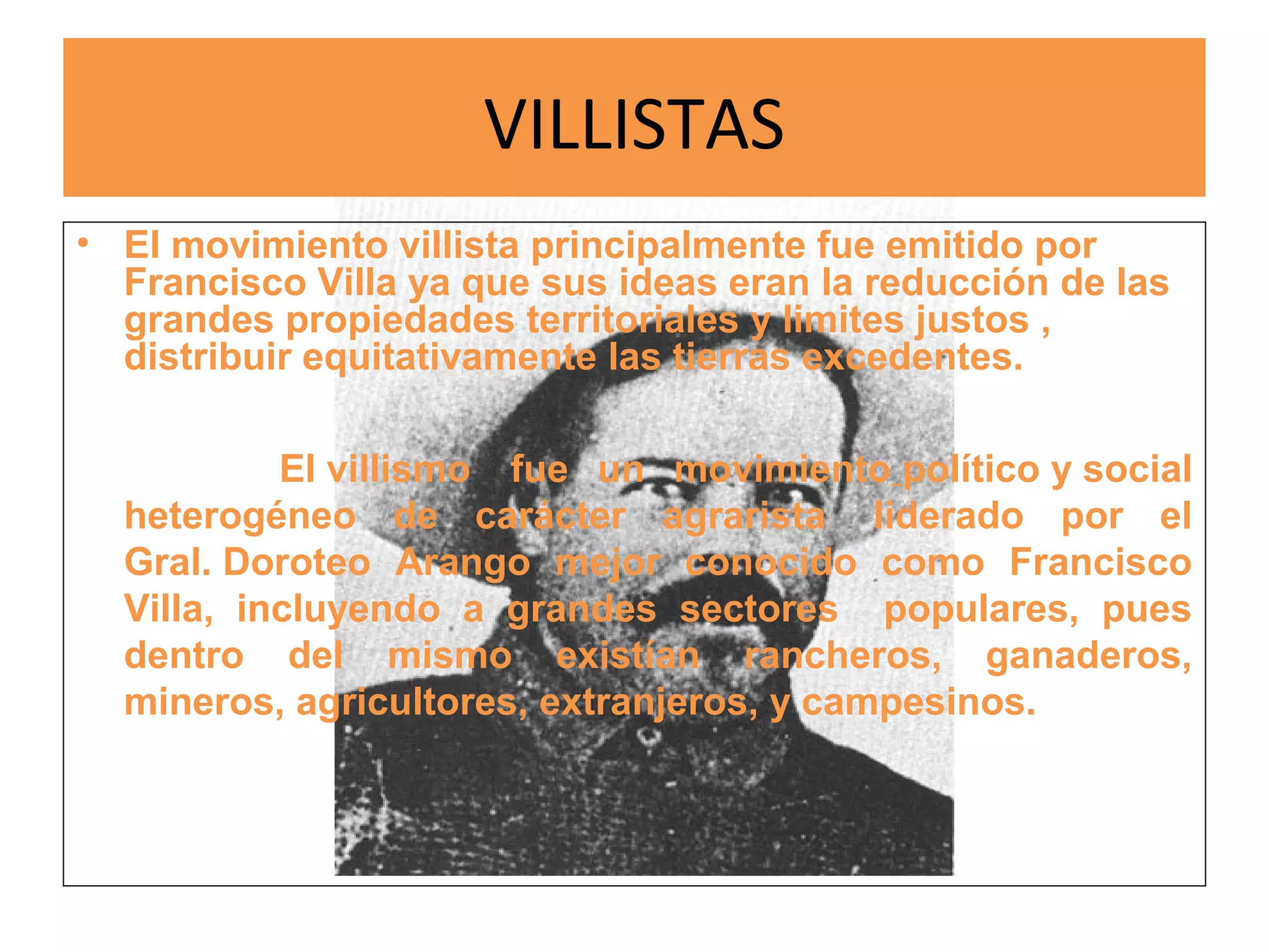 Caracteristicas de los villistas, zapatistas y carrancistas | PPT