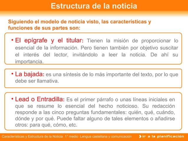 funciones de las partes de la noticia by teresaup’s