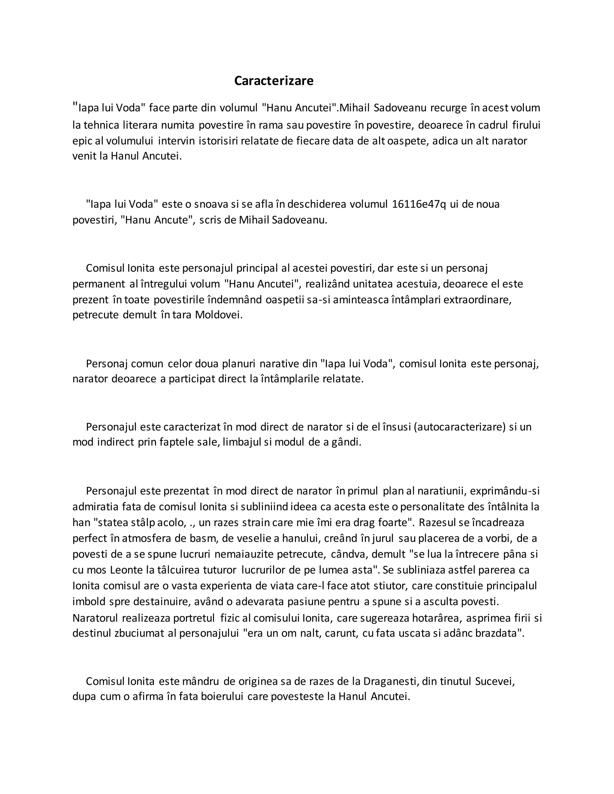 Caracterizare | DOCX