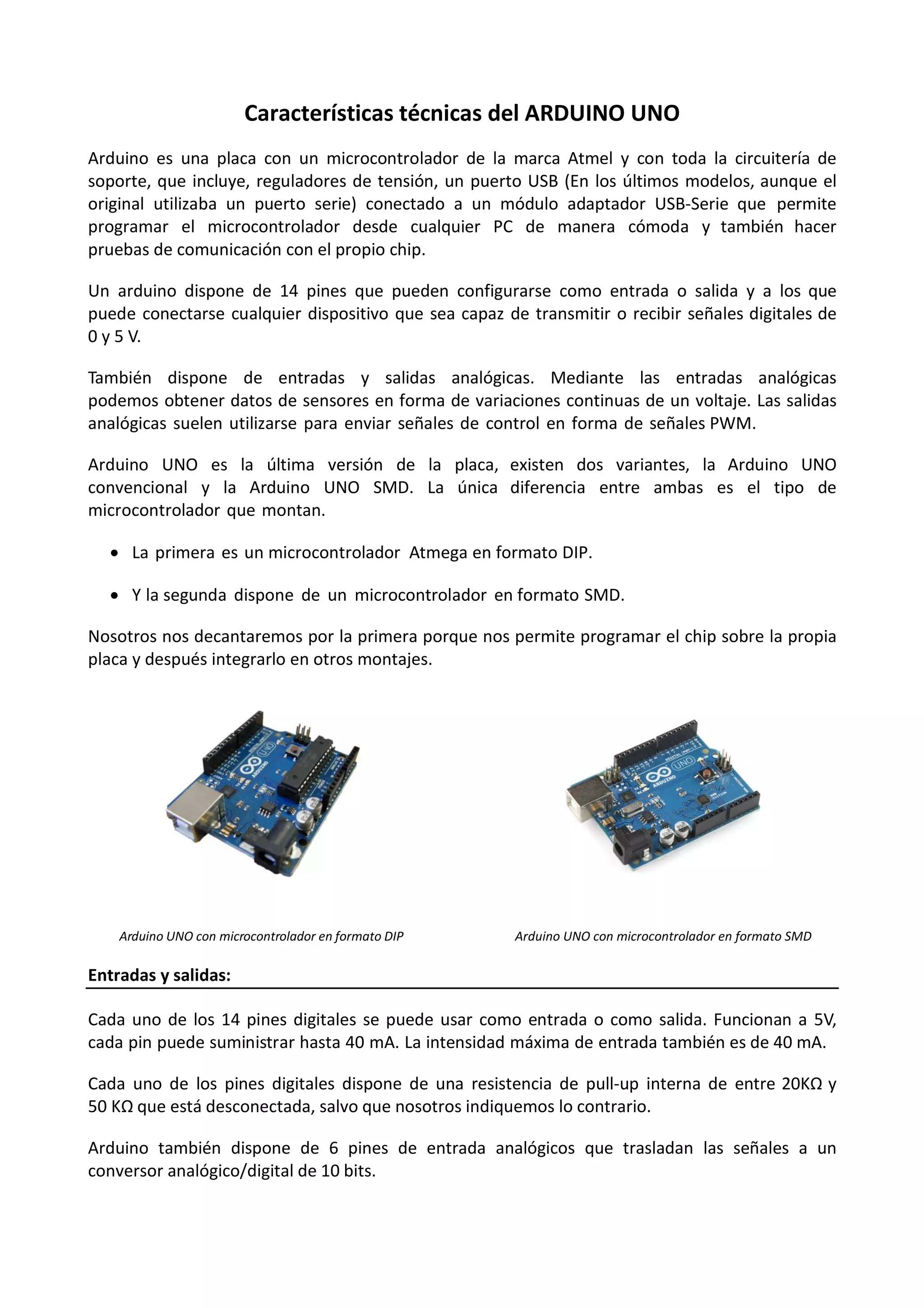 Características arduino uno | PDF