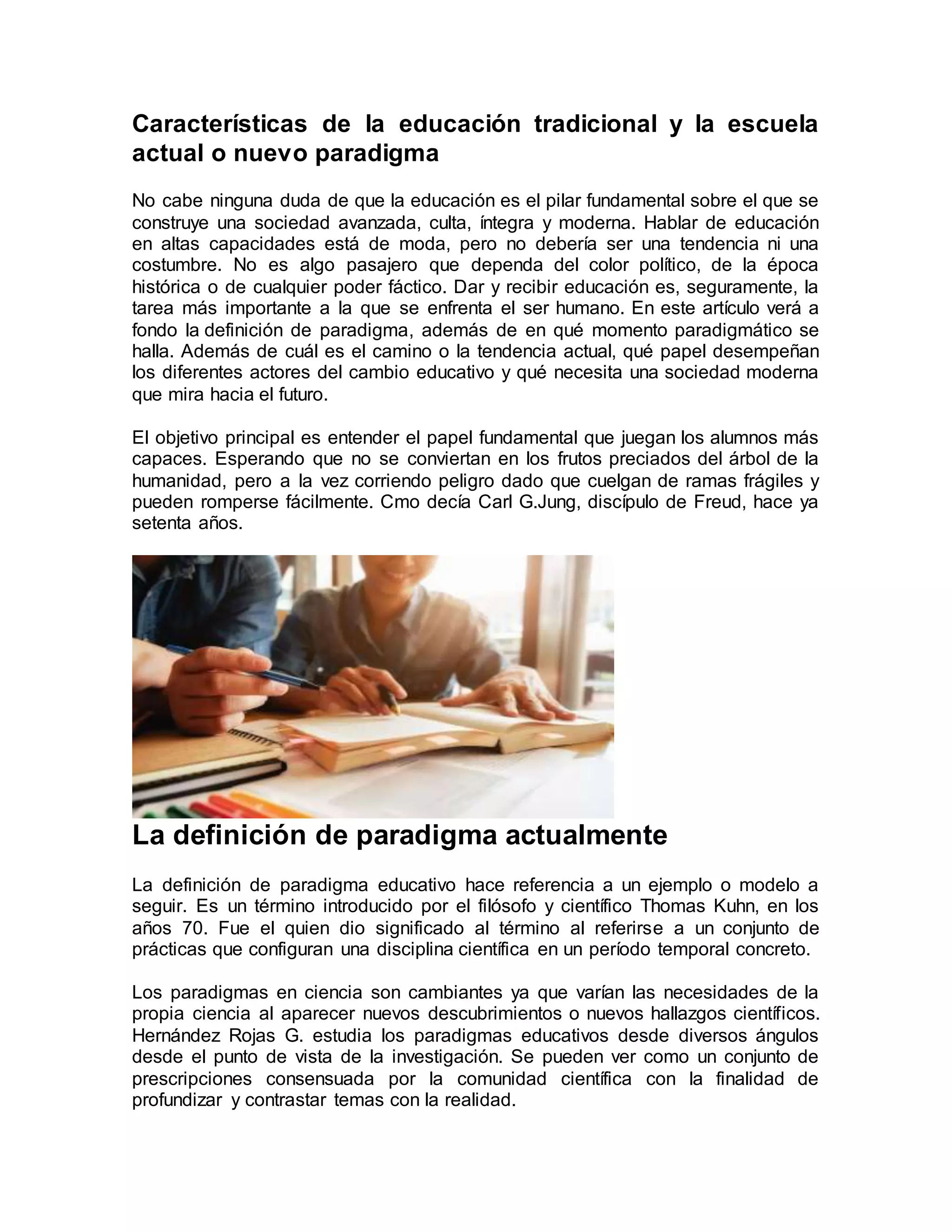 Características de la educación tradicional y la escuela actual o nuevo ...