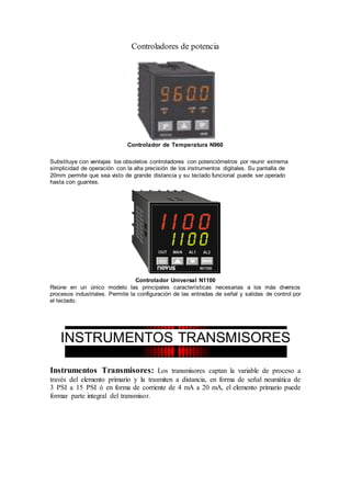 Características de los instrumentos de control | DOCX
