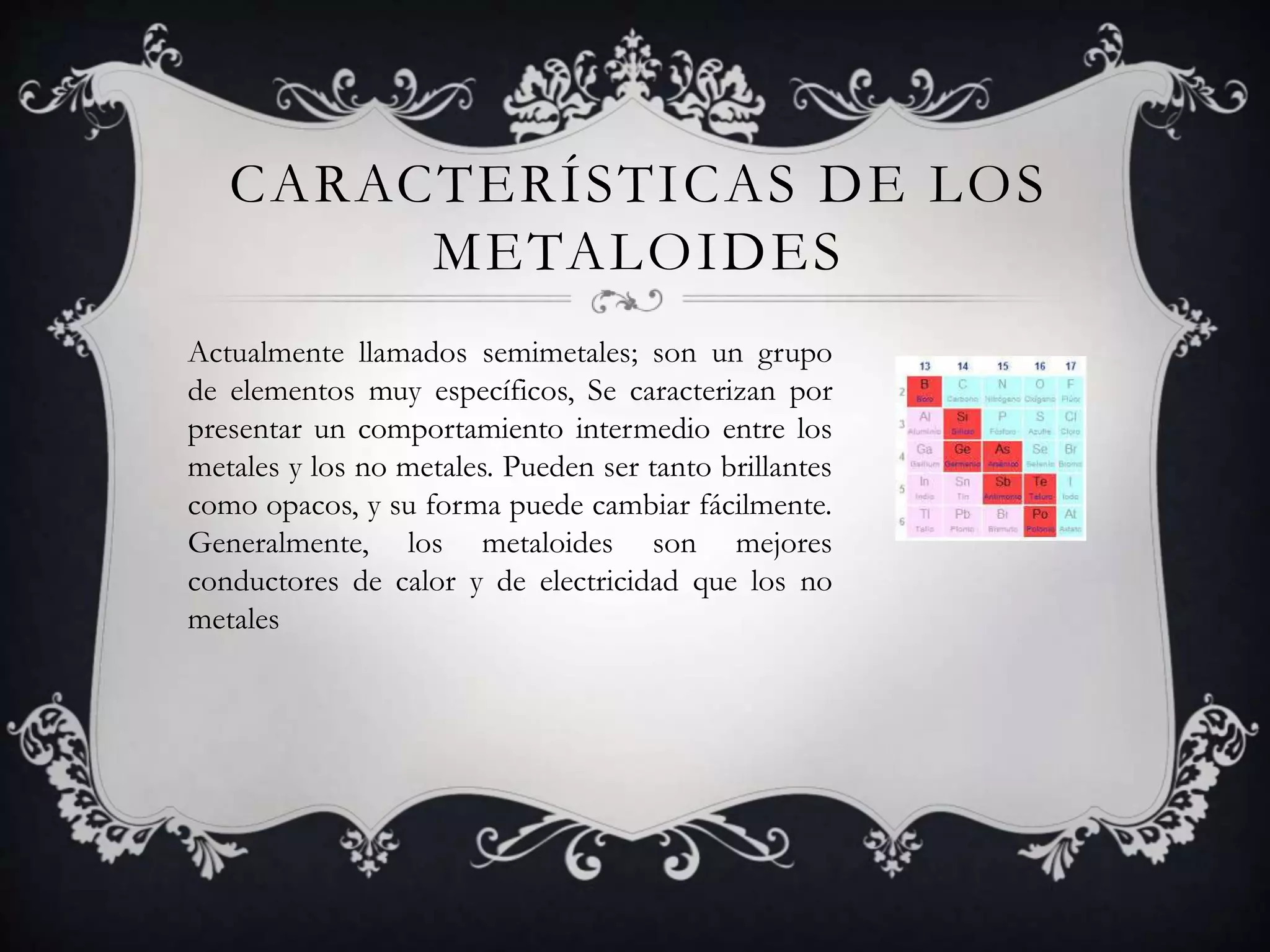 Características de los metales, no metales y metaloides | PPT