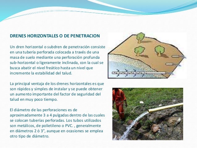 Características de los tipos de sub drenajes
