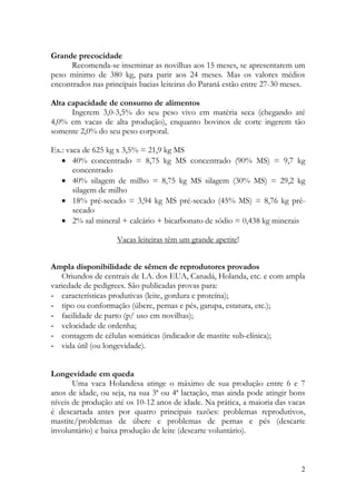 Características e exigências da vaca leiteira | PDF