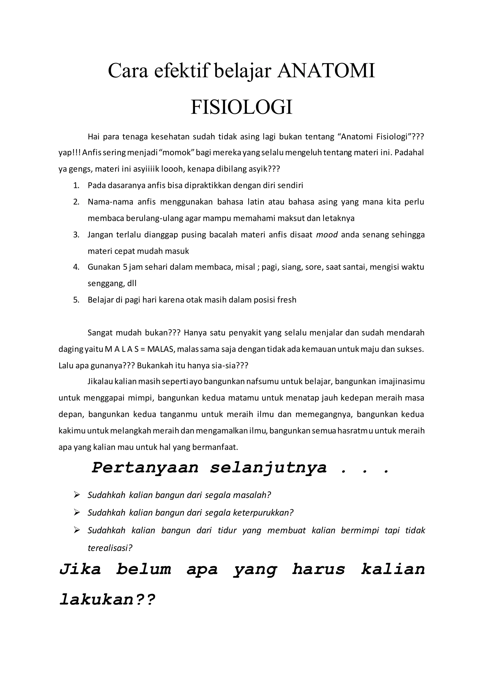 Cara efektif belajar anatomi fisiologi | PDF Cara efektif belajar anatomi fisiologi | PDF