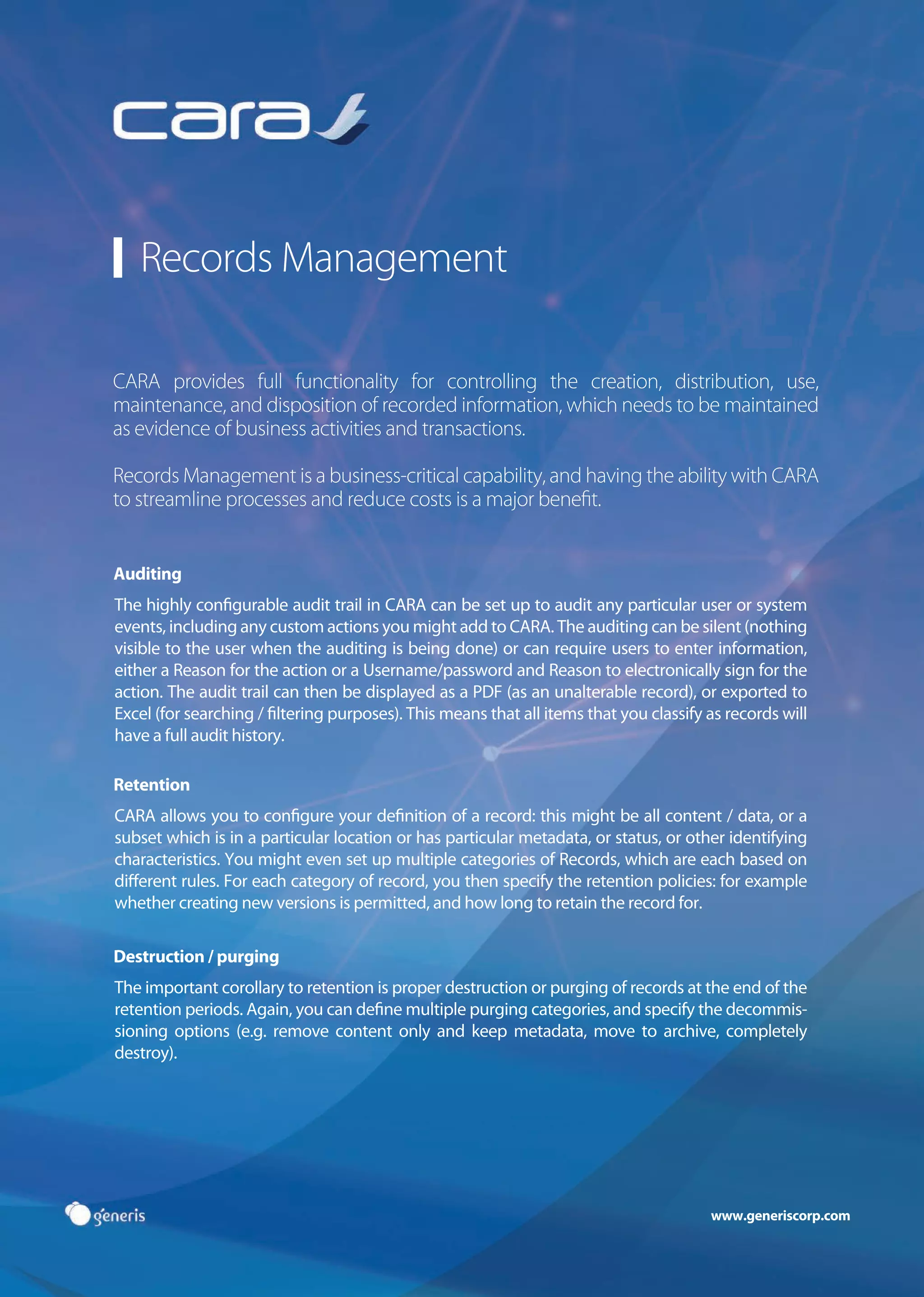 CARA for Records Management | PDF