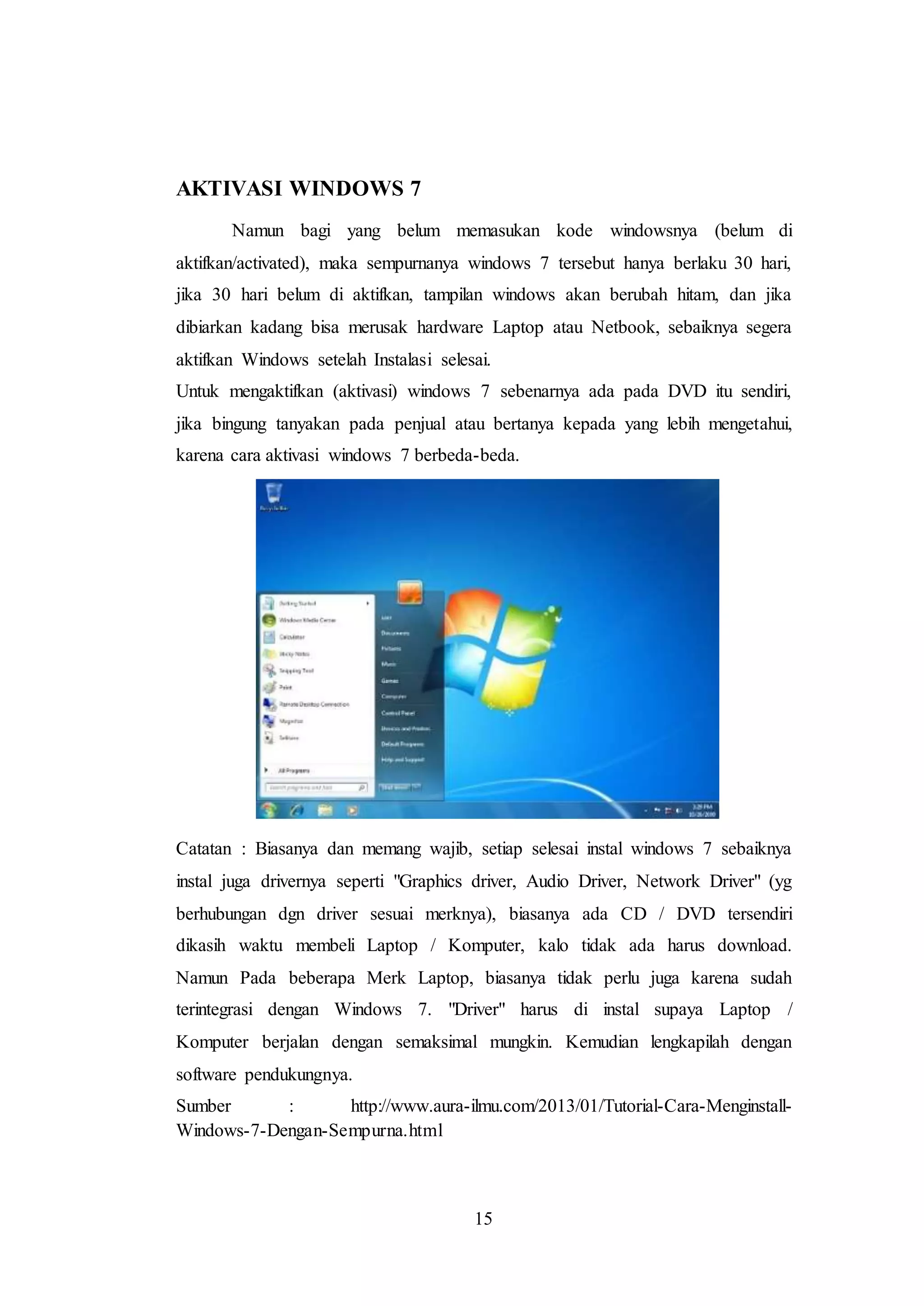 Cara instalansi windows7 | DOCX