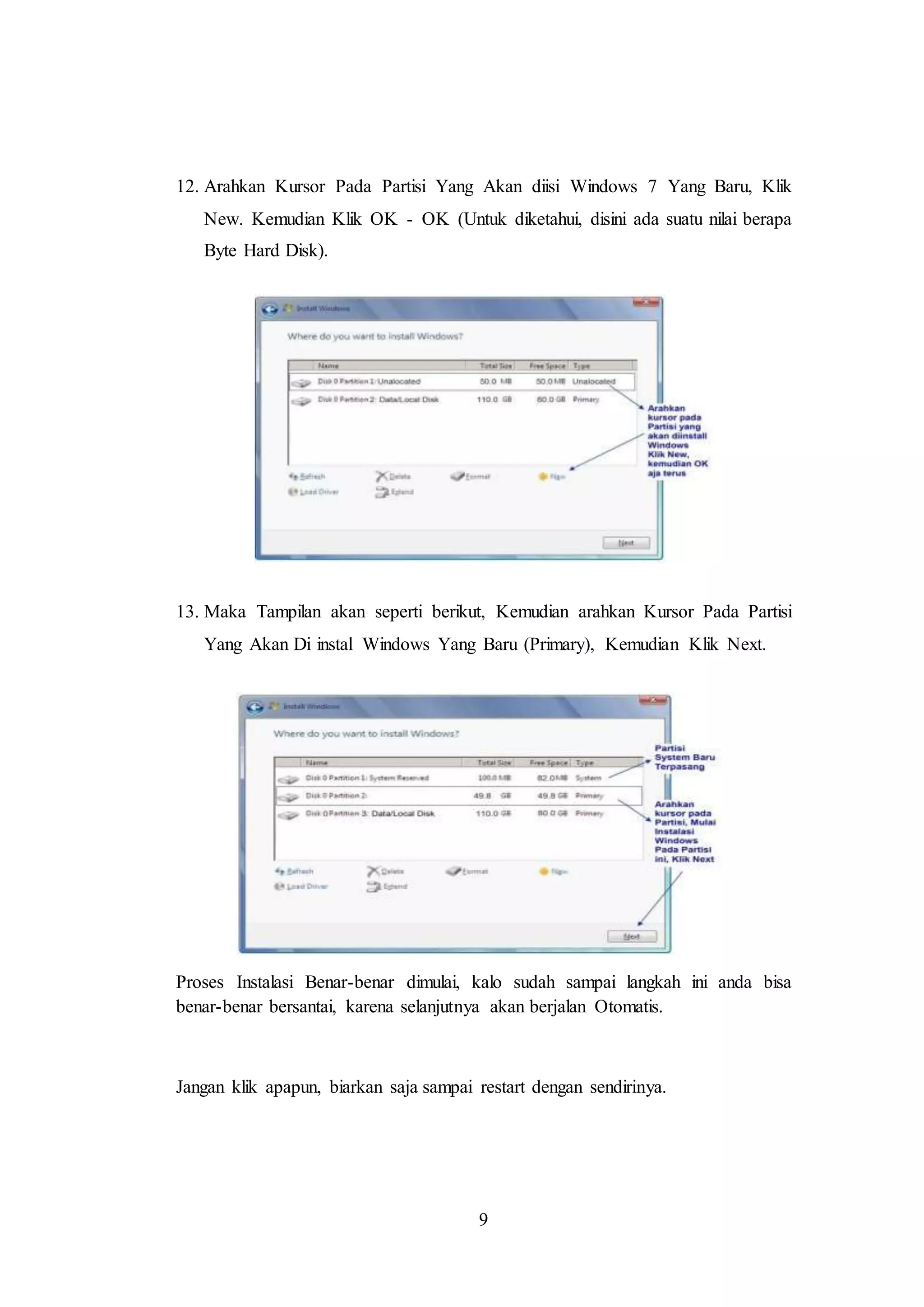 Cara instalansi windows7 | DOCX