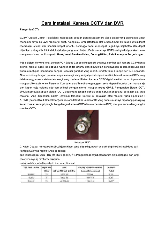 Instalasi kamera cctv dan dvr | PDF