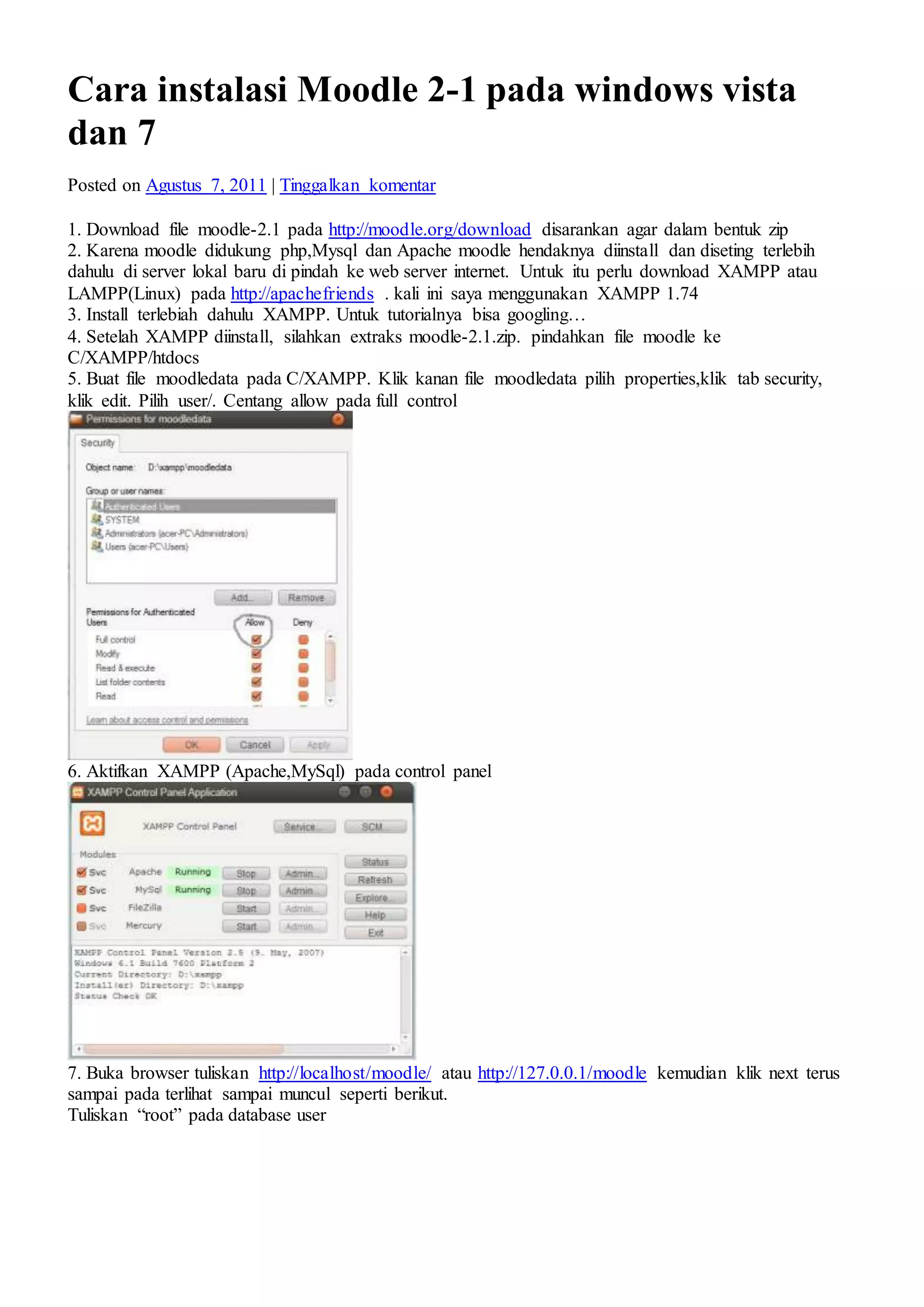 Cara instalasi moodle 2 | PDF