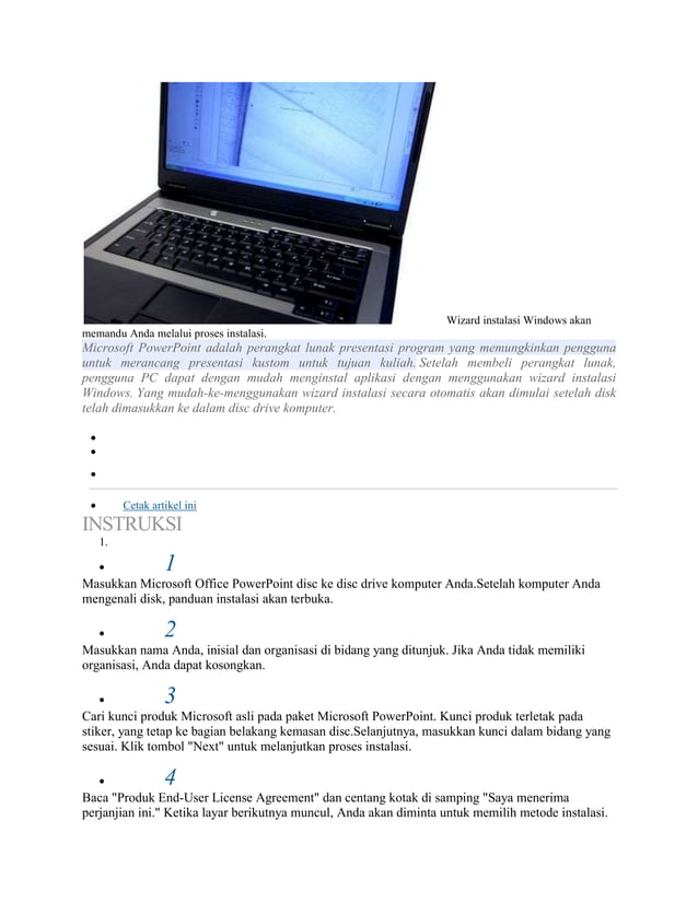 Cara instalasi program aplikasi | DOCX