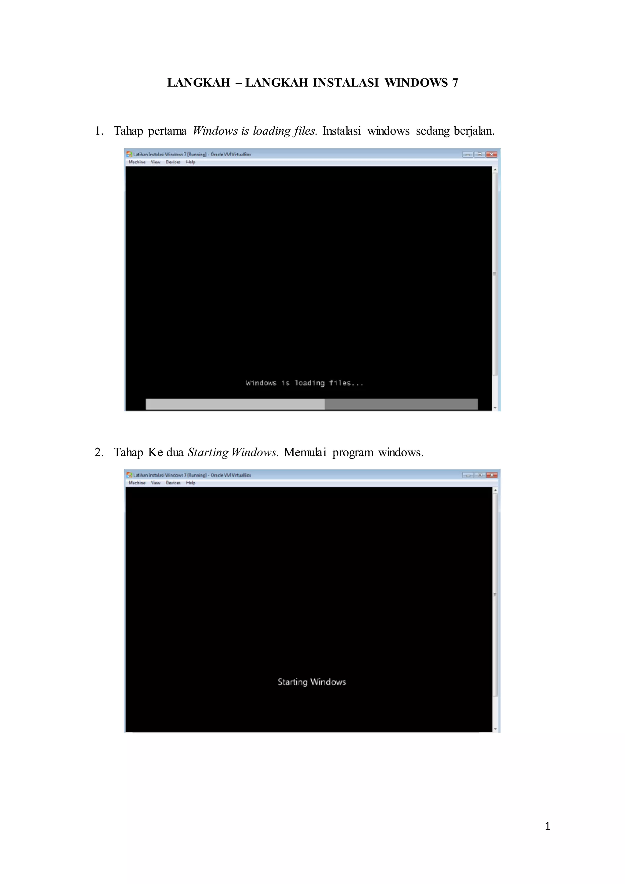 Cara instalasi windows 7 | DOCX