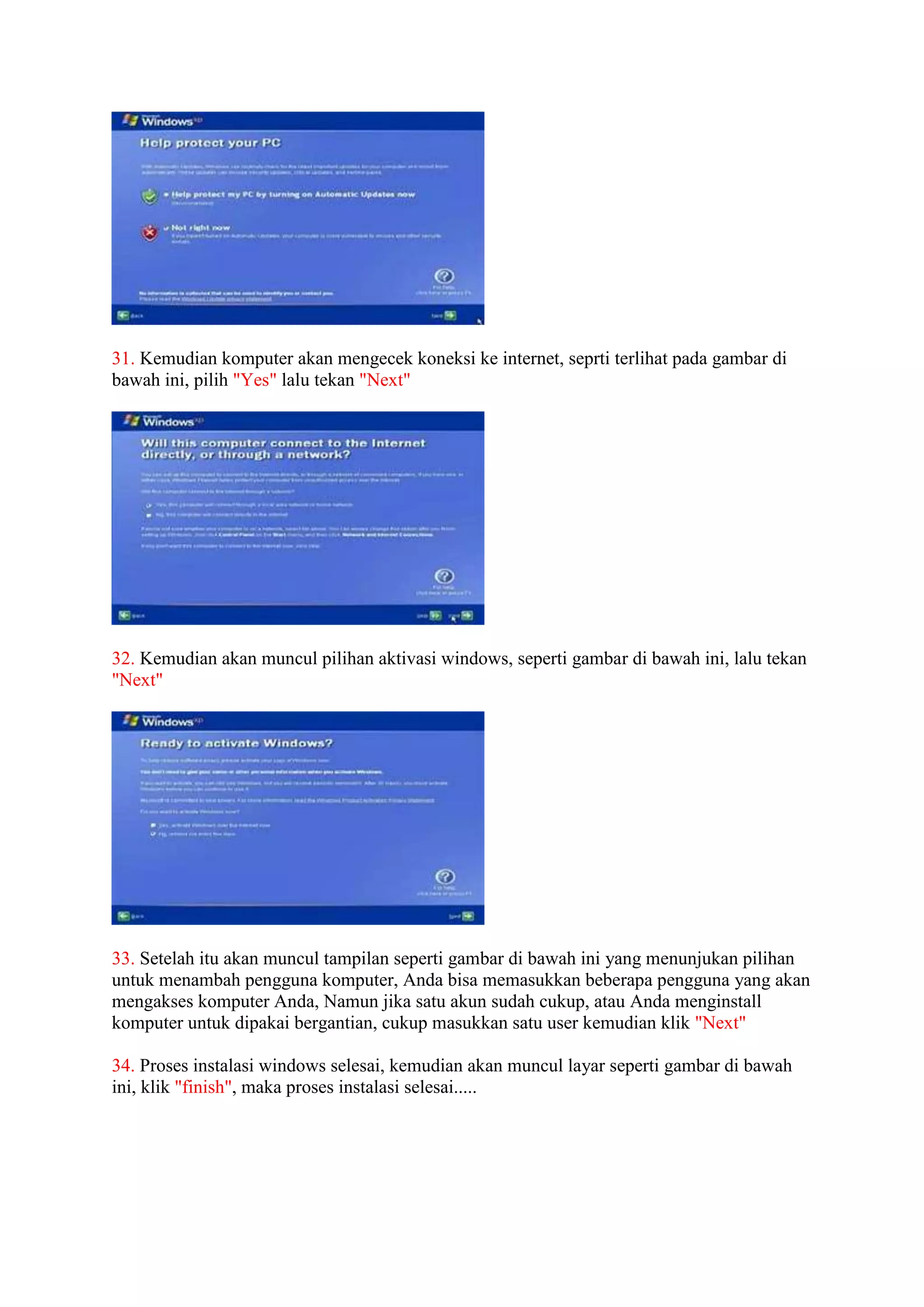 Cara instalasi windows xp | DOCX