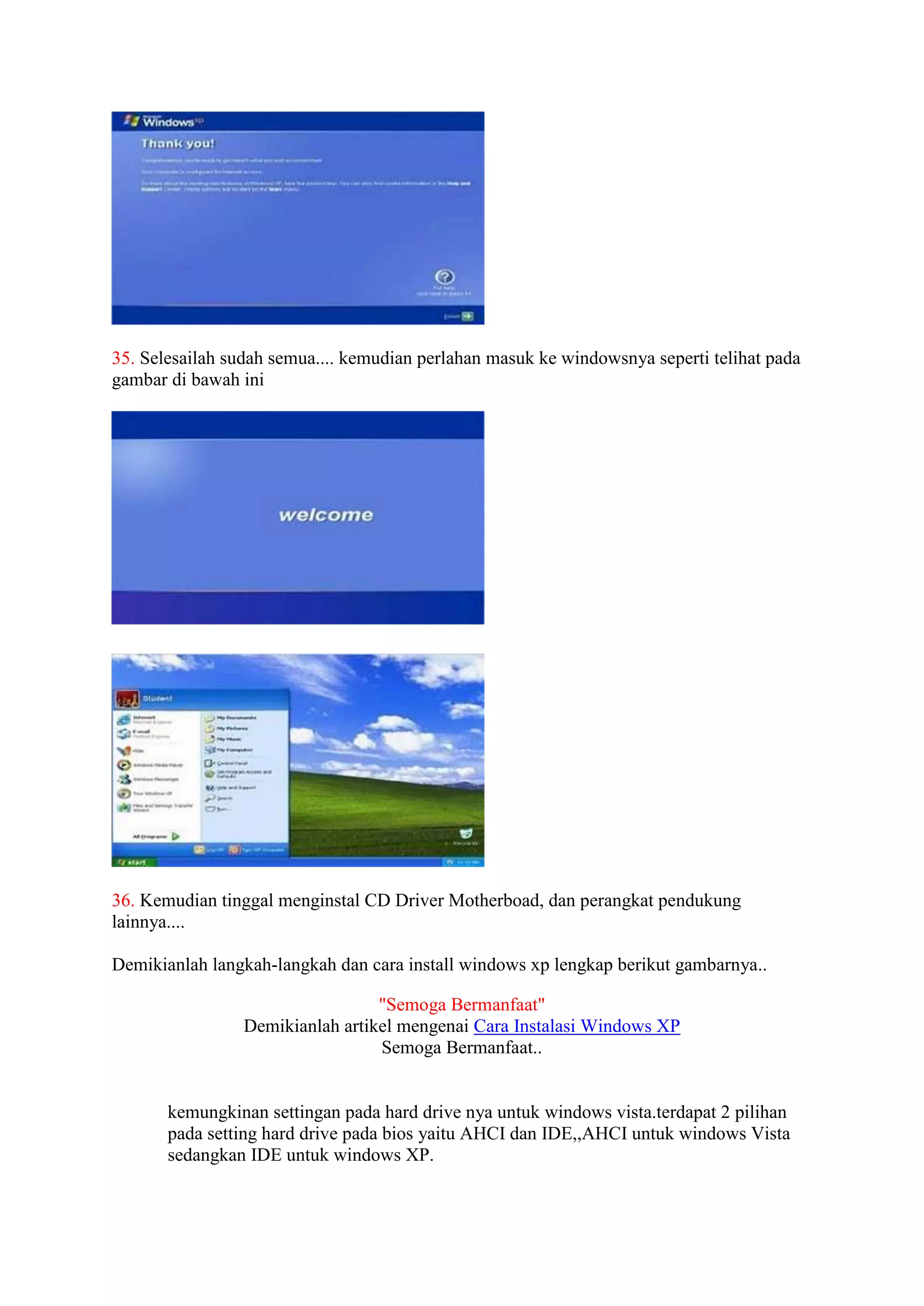 Cara instalasi windows xp | DOCX