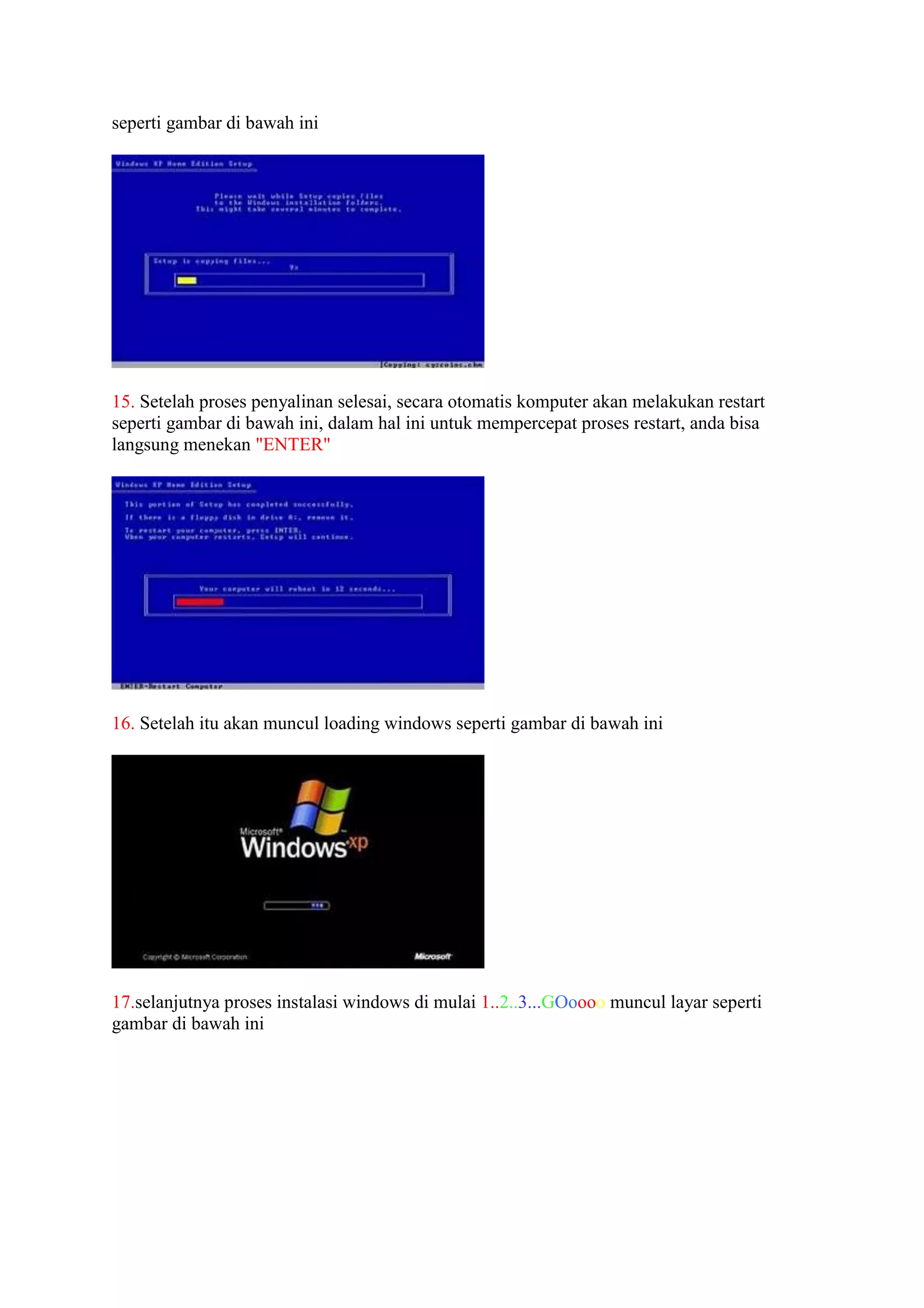 Cara instalasi windows xp | DOCX
