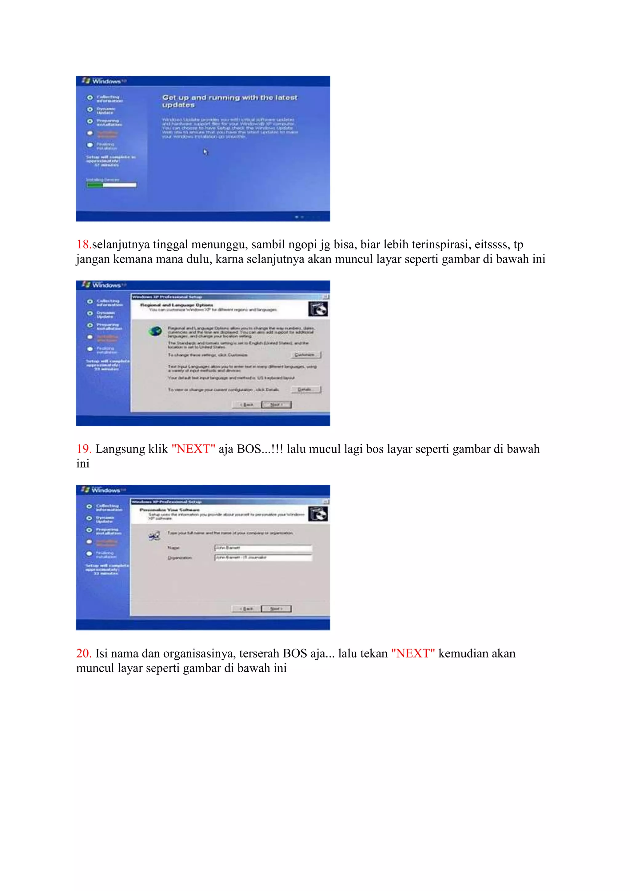 Cara instalasi windows xp | DOCX