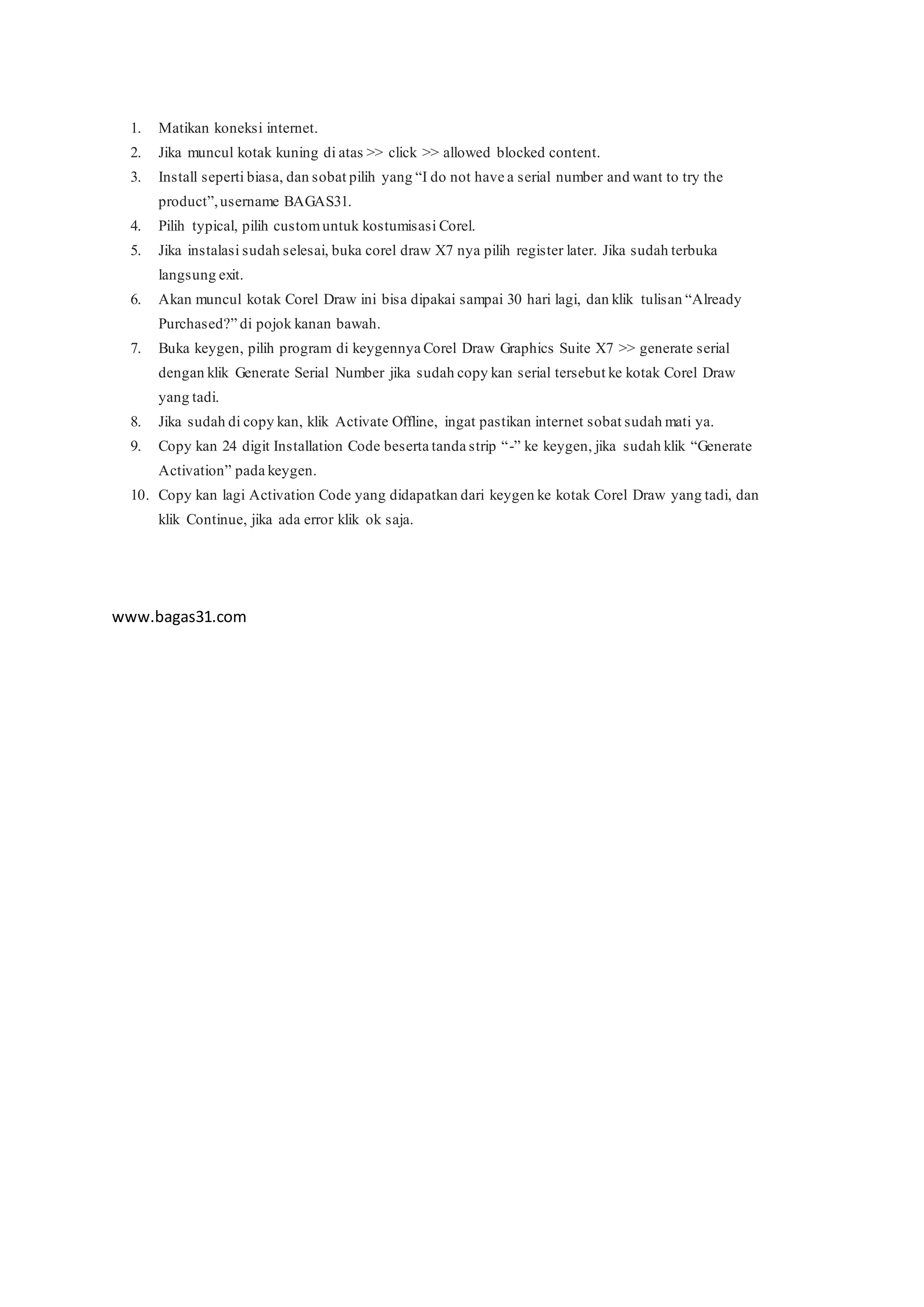 Cara instal corel | PDF