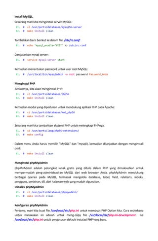 Cara install apache, mysql, php, dan phpmyadmin pada freebsd 10 | PDF