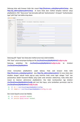 Cara install apache, mysql, php, dan phpmyadmin pada freebsd 10 | PDF
