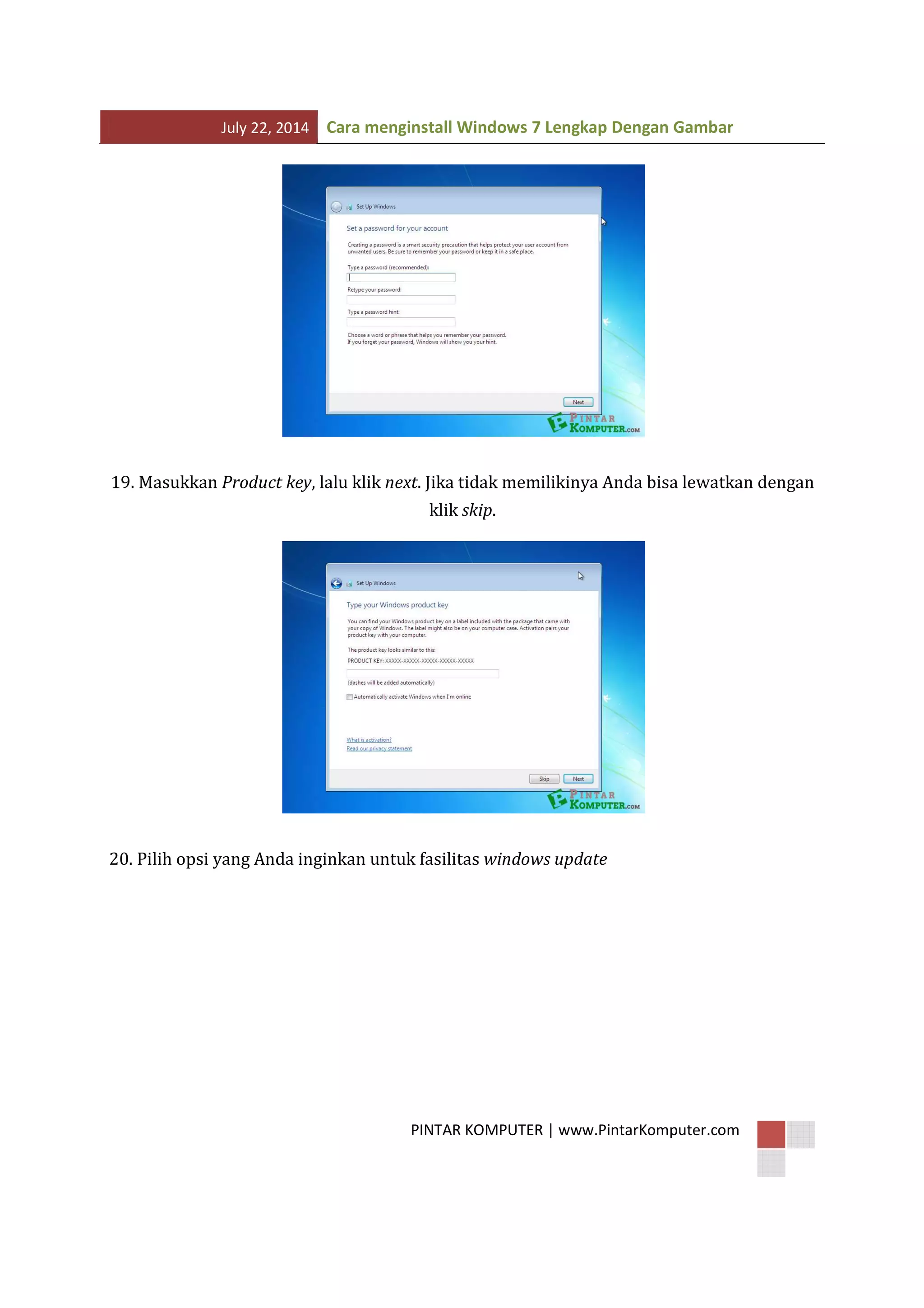 Cara install windows 7 lengkap dengan gambar | PDF