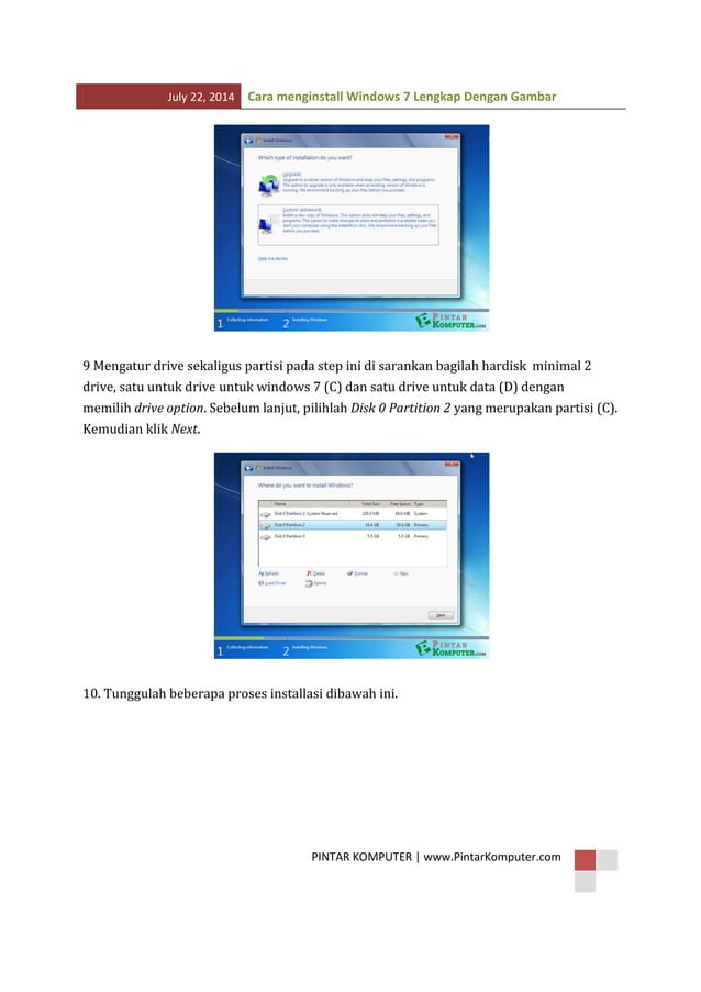 Cara install windows 7 lengkap dengan gambar | PDF
