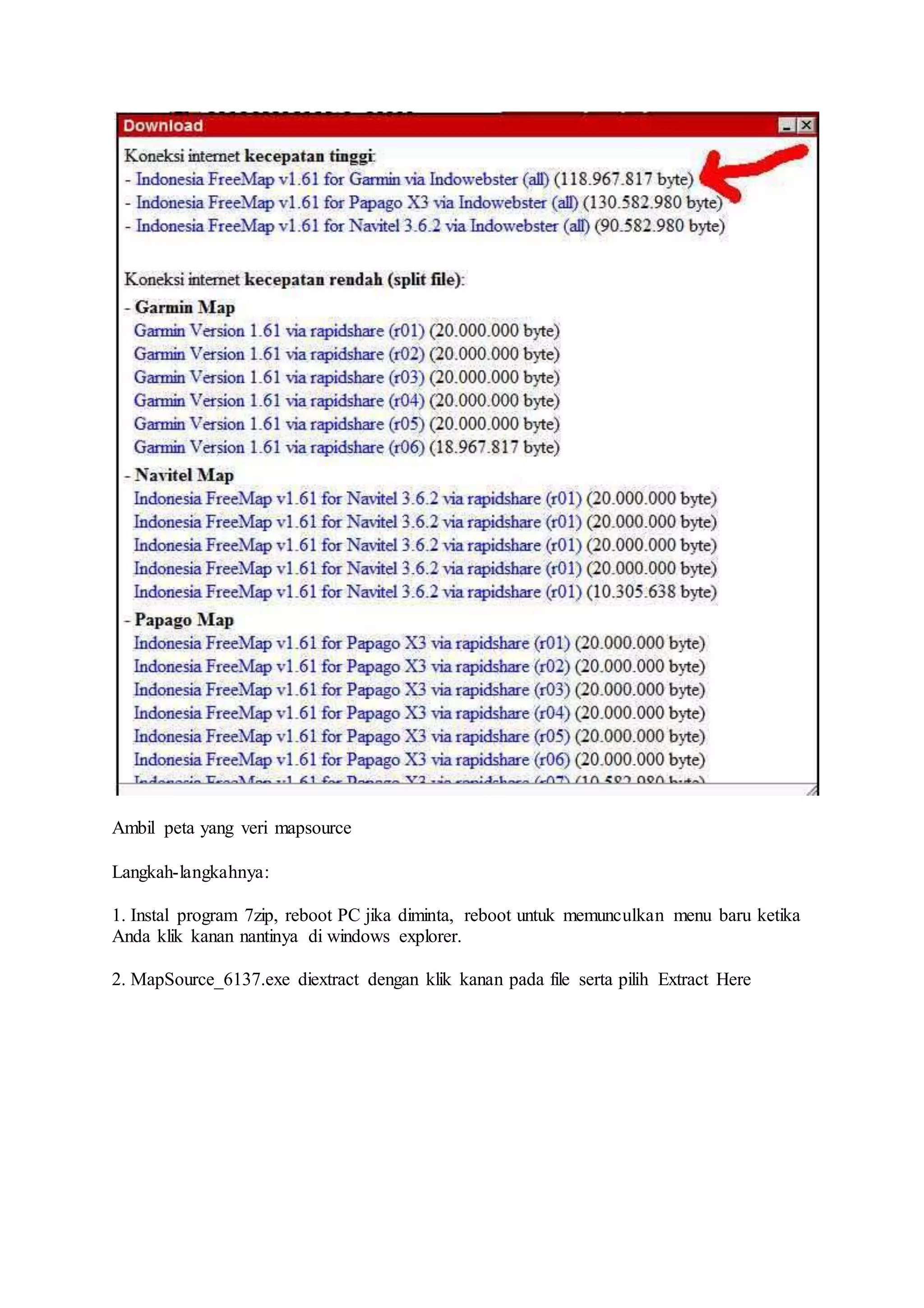 Cara instal mapsource | DOCX