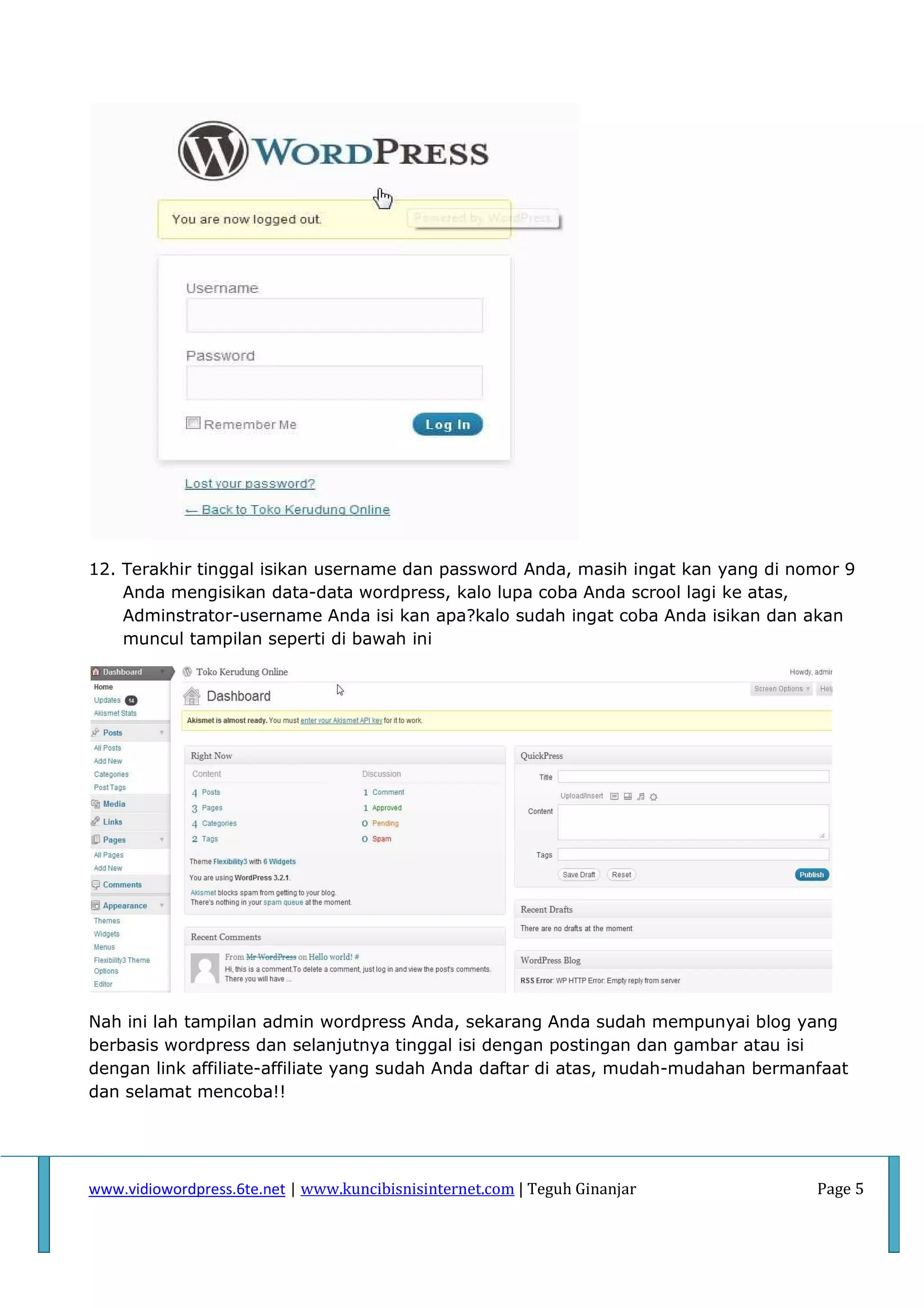 Cara Instal Wordpress Dengan Mudah | PDF