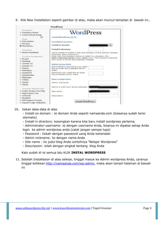 Cara Instal Wordpress Dengan Mudah | PDF