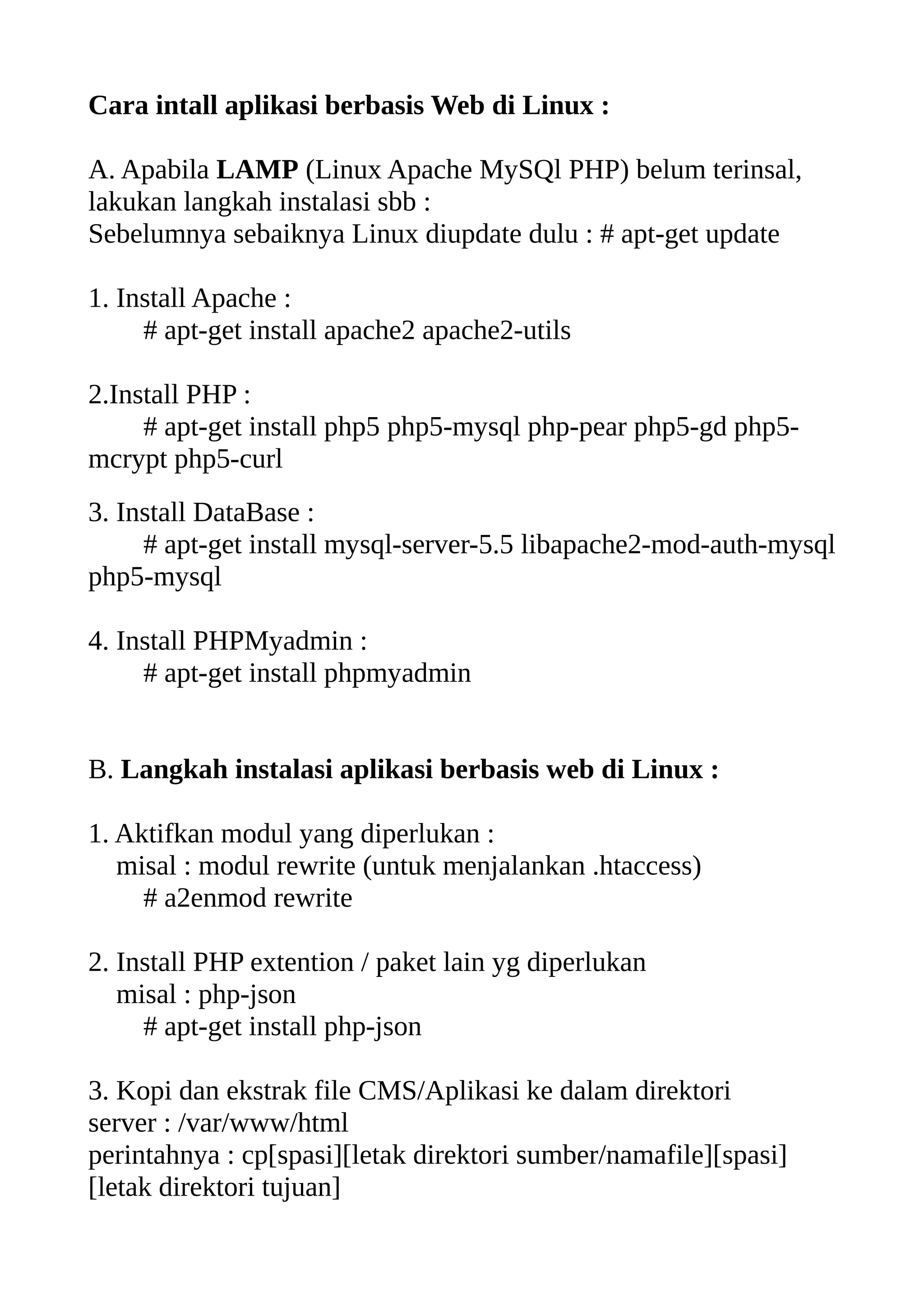 Cara intall aplikasi berbasis web di linux | ODT
