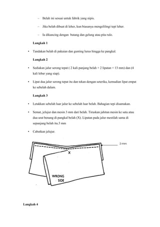 Cara jahit belah kelepet sama lebar | DOC