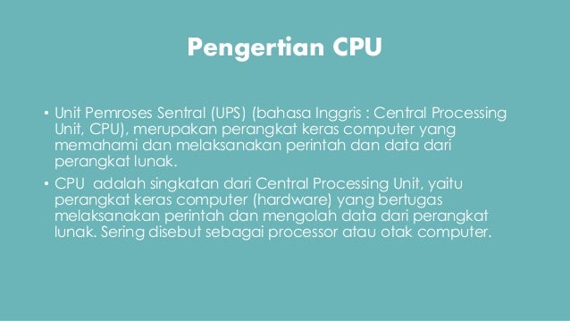 Cara Kerja CPU