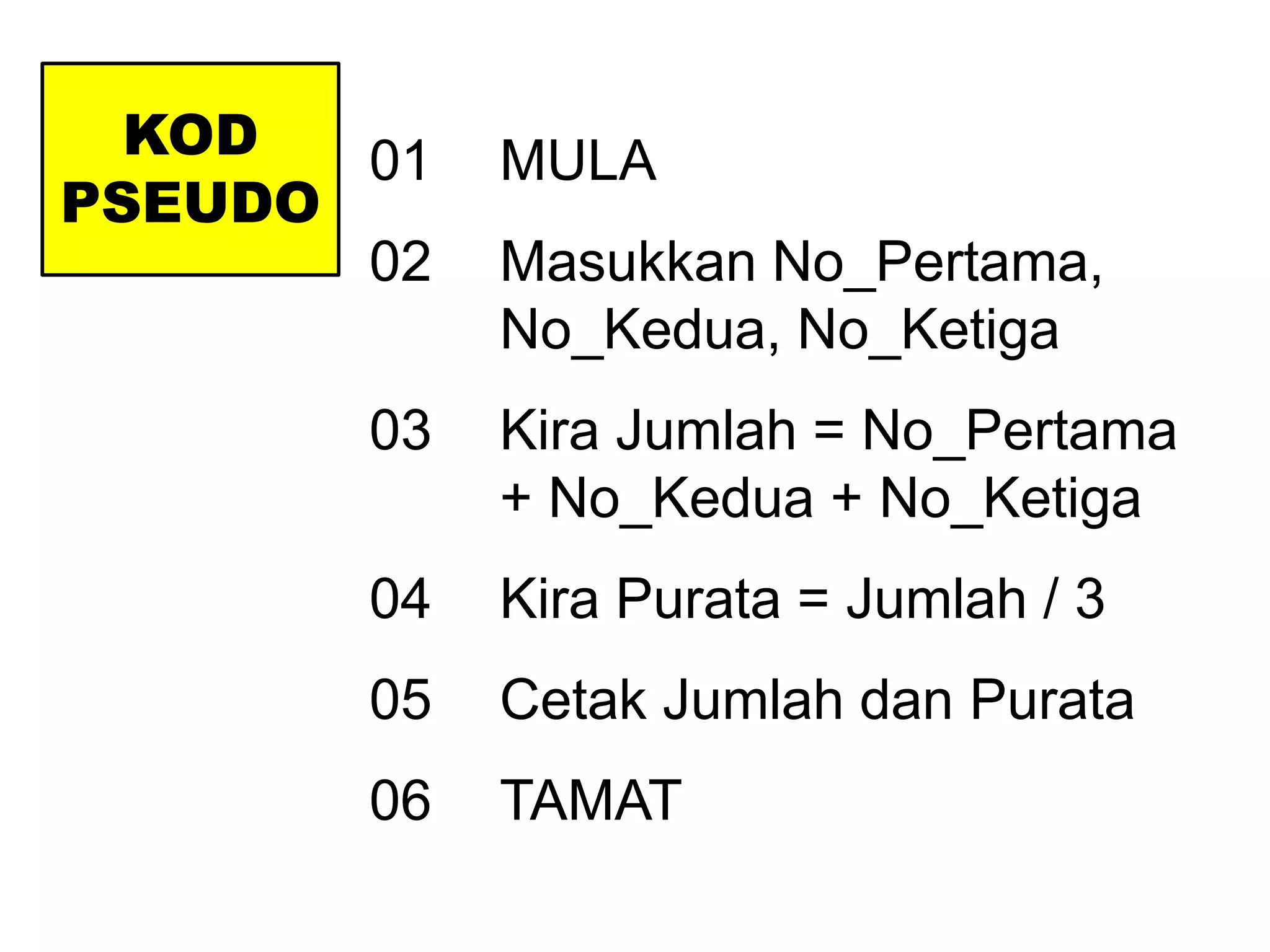 Cara kerja input/proses/output, flowchart, pseudo | PPTX