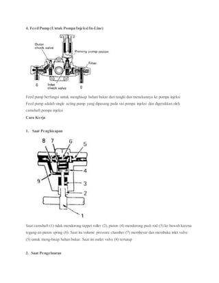 Cara kerja pompa bahan bakar motor diesel | DOCX