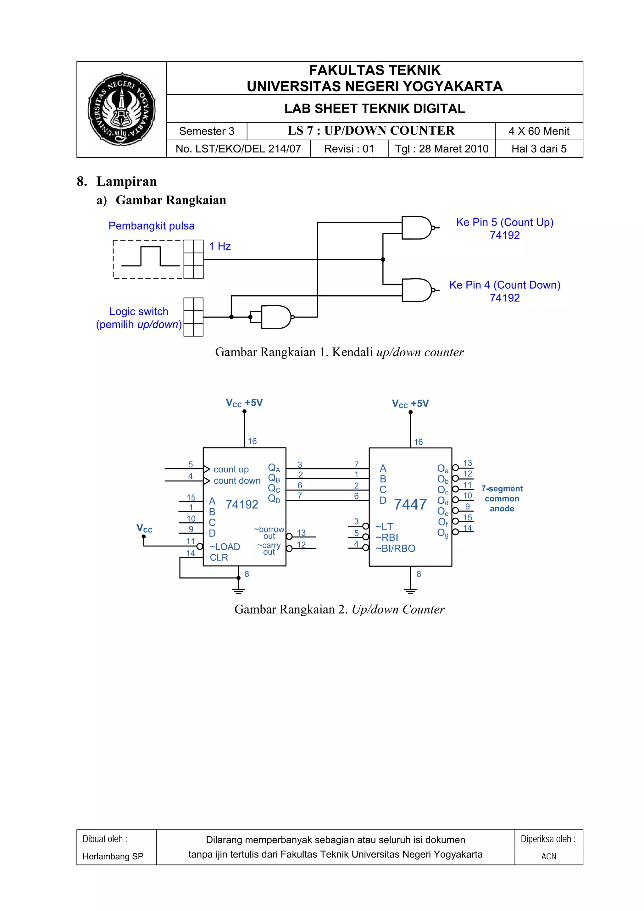 Cara kerja rangkaian up counter dan down counter | PDF