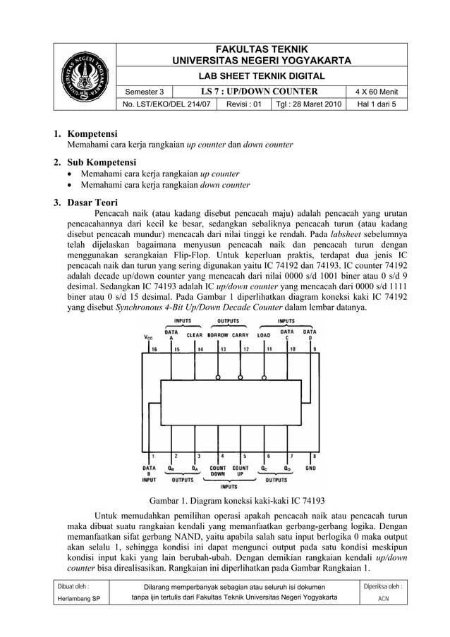 Cara kerja rangkaian up counter dan down counter | PDF