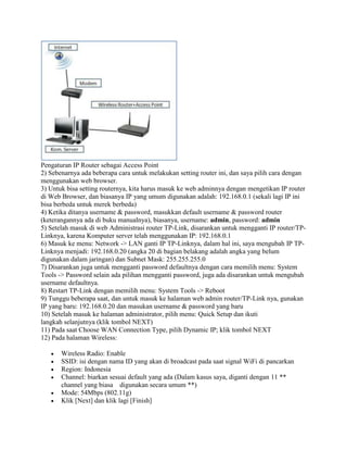 Cara konfigurasi hotspo_tplink | PDF