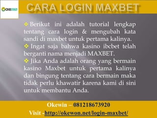 Cara login maxbet | PPT