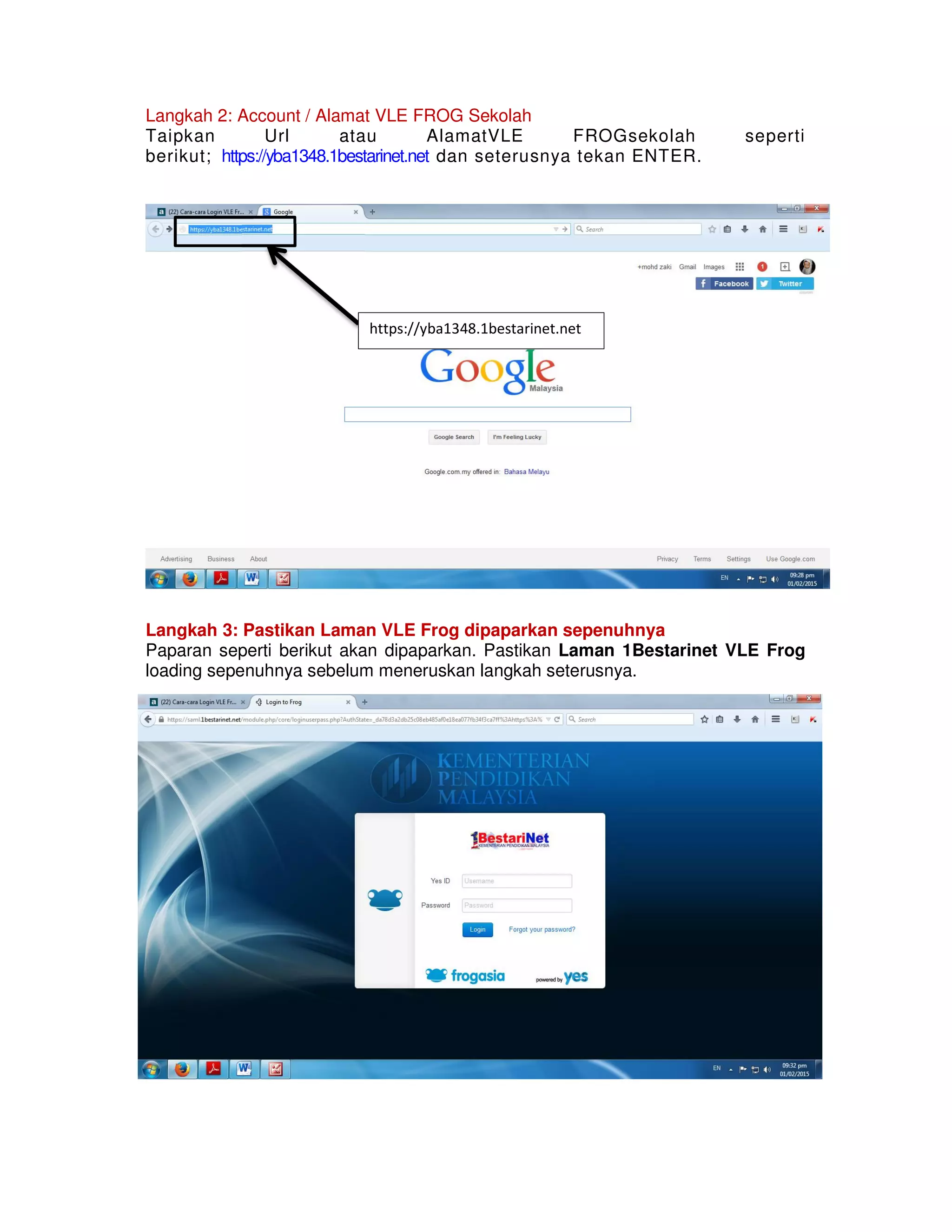 Cara login vle frog menggunakan yes id | PDF