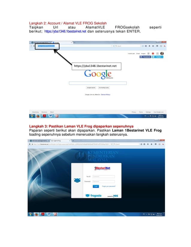 Cara login vle frog menggunakan yes id | PDF