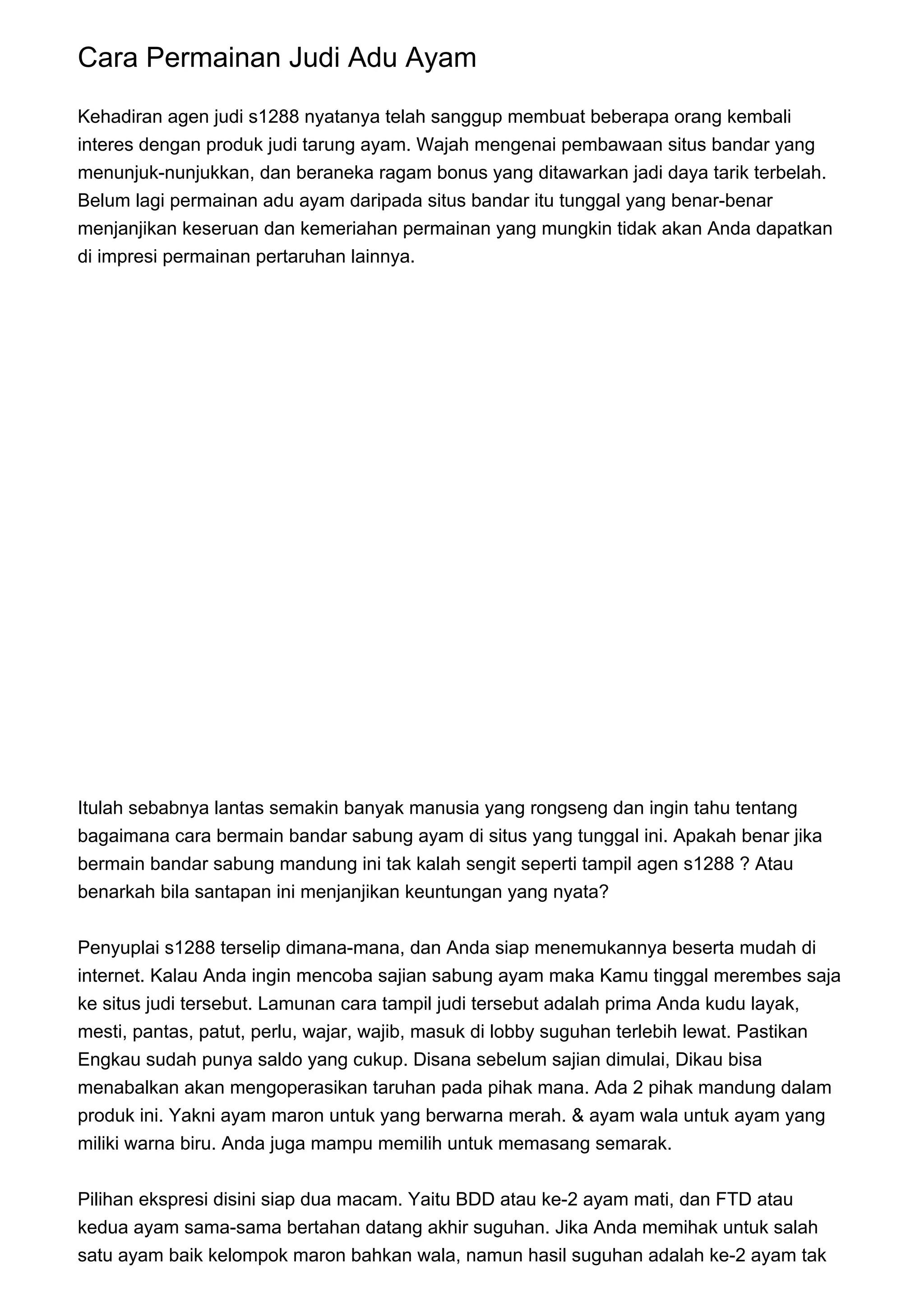 Cara Permainan Judi Adu Ayam | PDF
