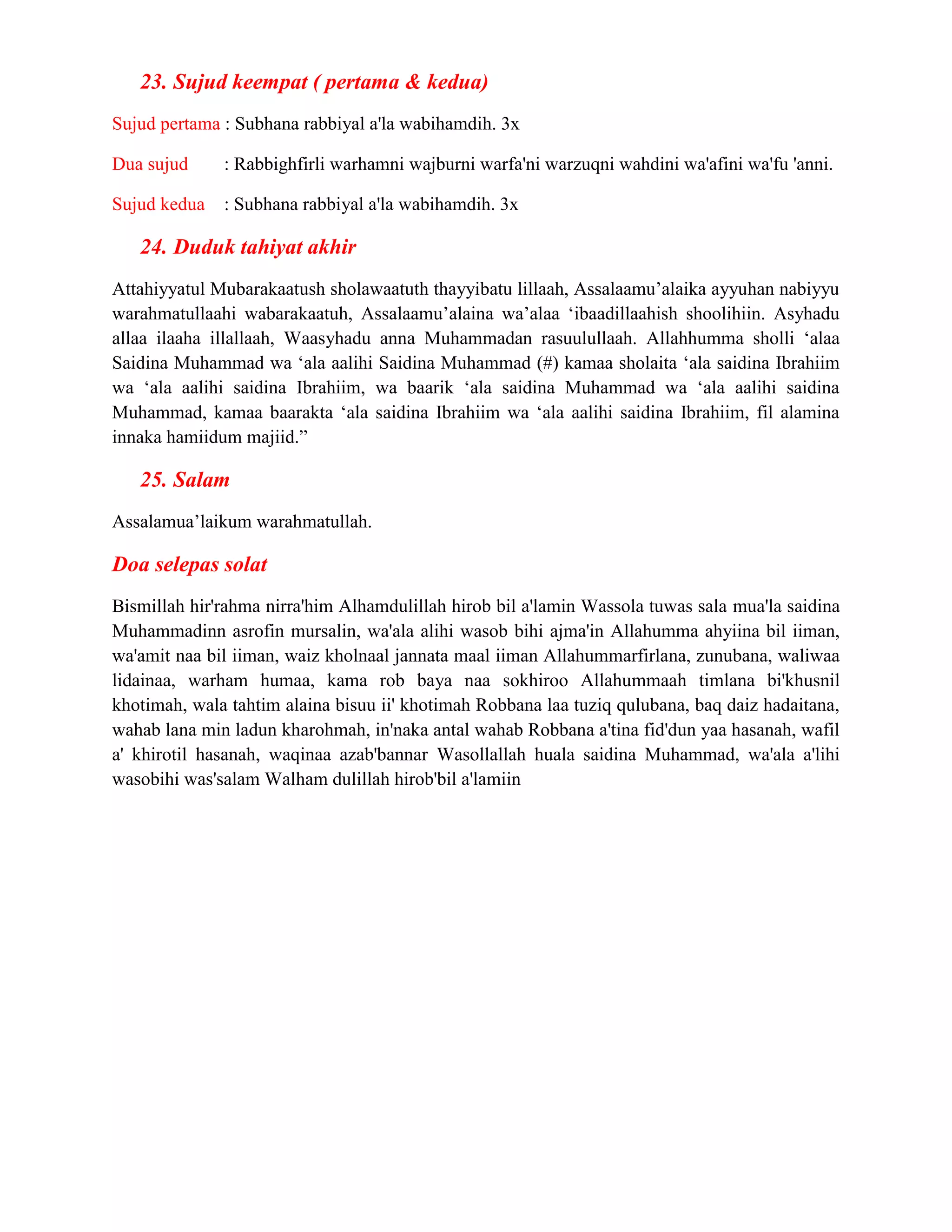 Cara melakukan solat lima waktu | DOCX