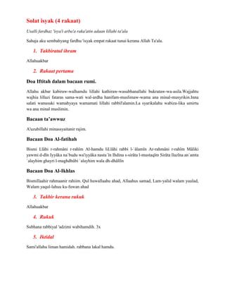 Cara melakukan solat lima waktu | DOCX