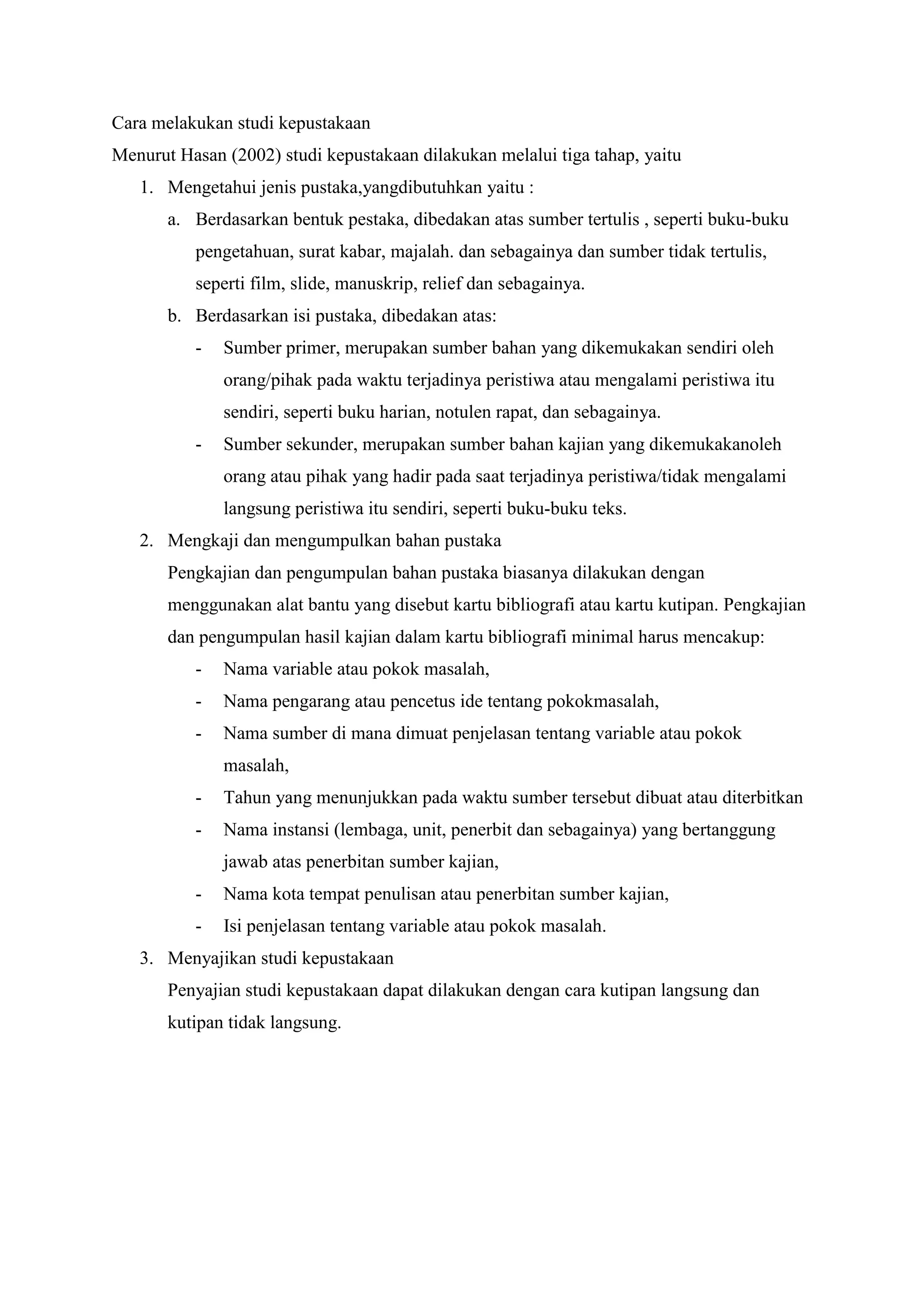 Cara melakukan studi kepustakaan | PDF Cara melakukan studi kepustakaan | PDF