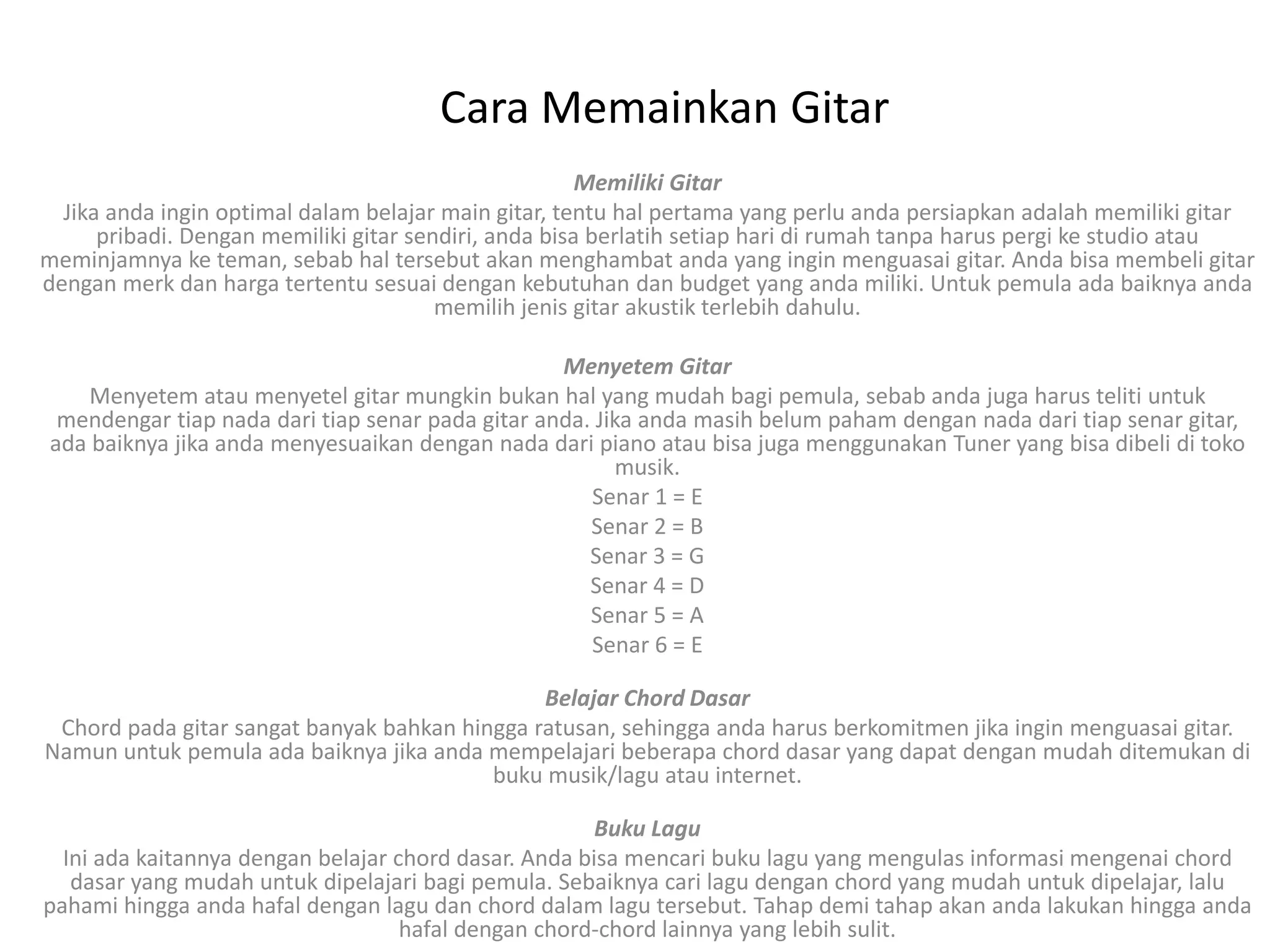Cara memainkan gitar | PPTX