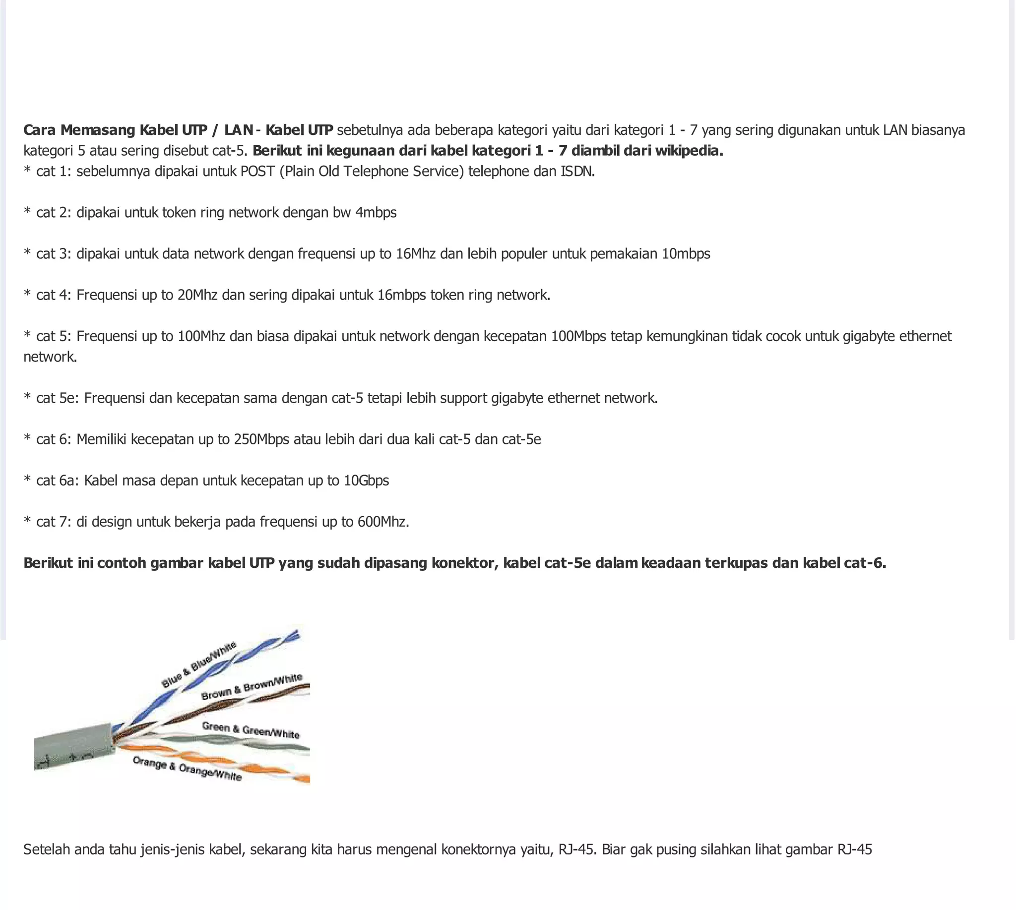 Cara memasang kabel UPT / LAN | PDF